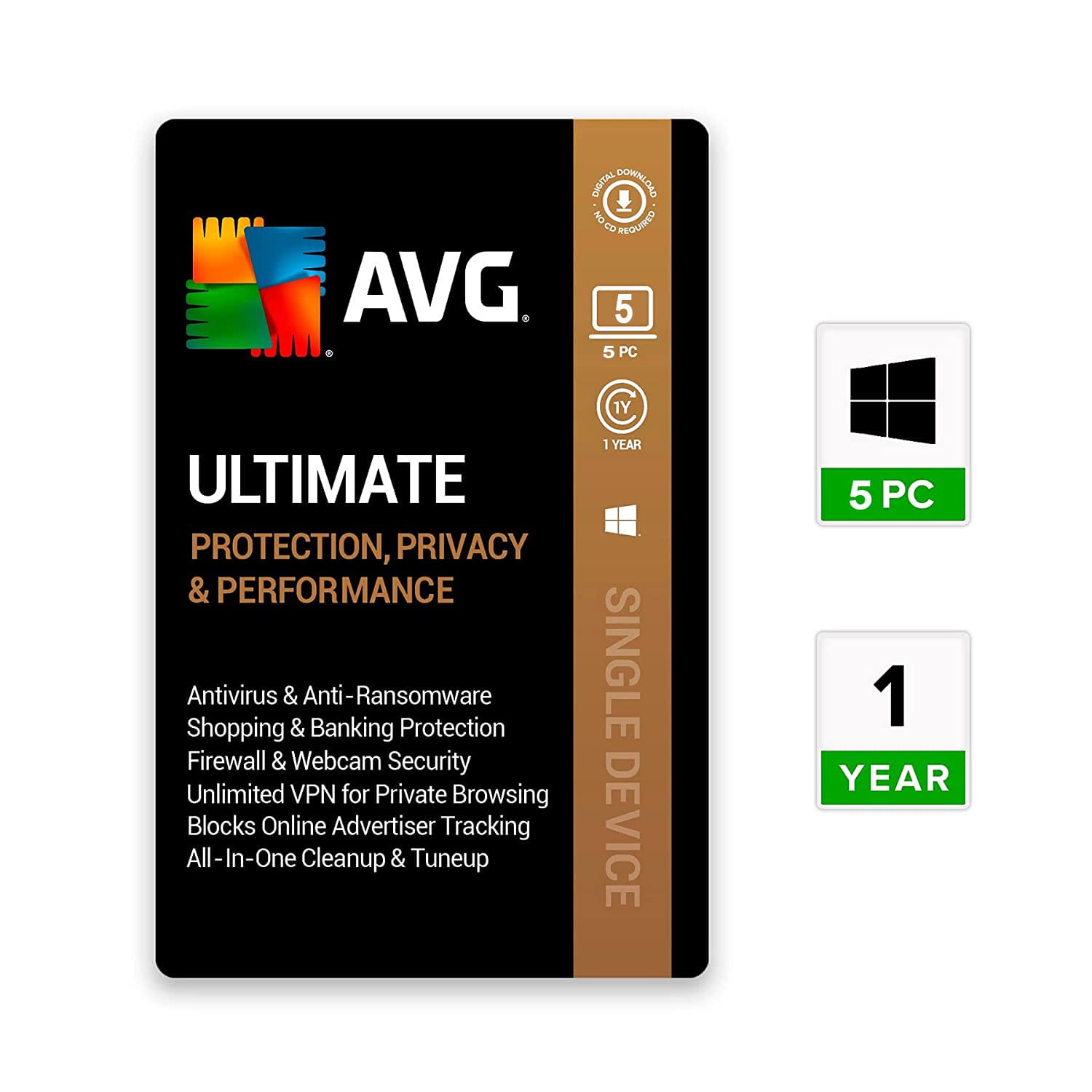 AVG Ultimate Multi-Device 5 Devices 1 Year Windows/Mac/Android/iOS ...