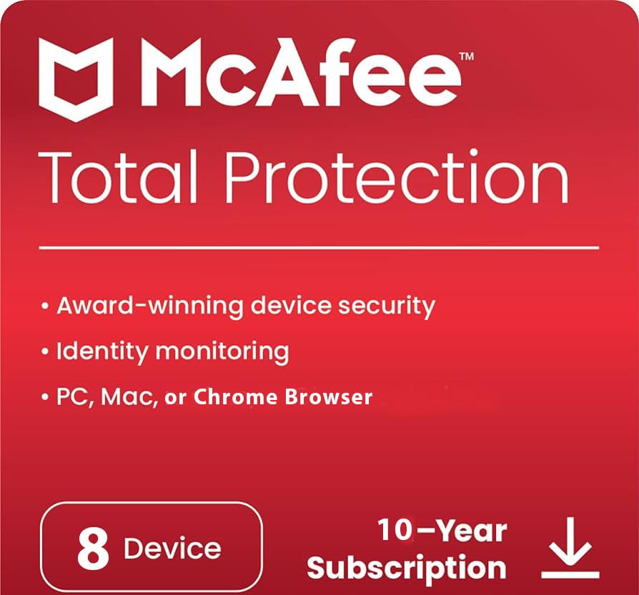 McAfee Total Protection 8 Devices 10 Years Windows/Mac (Email Delivery ...